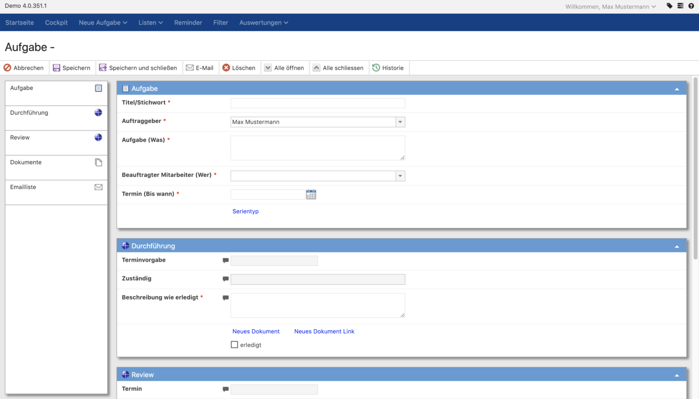 Unternehmenssoftware - MSO Aufgaben-Manager