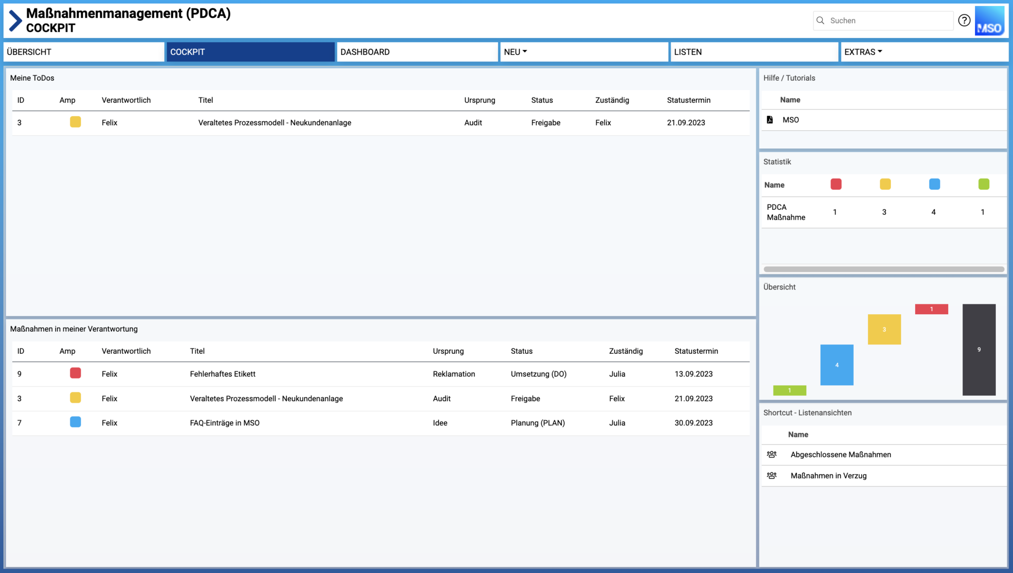 Action management (PDCA) - MSO