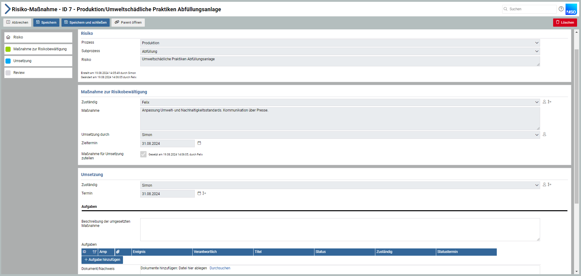 Risk management - MSO